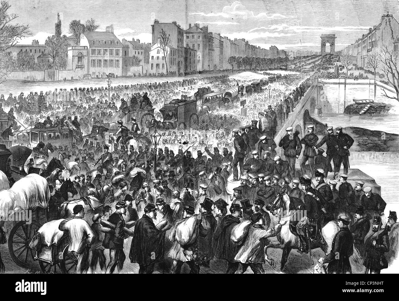 events, Franco-Prussian War 1870 - 1871, occupation of Paris, crowd on ...