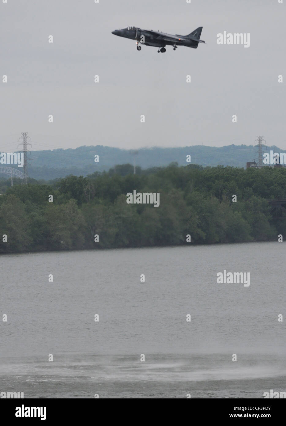 The AV-8B Harrier jet demonstrates its vertical take-off and landing ...