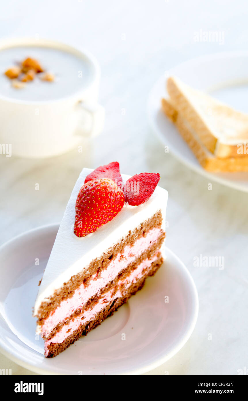 strawberry cake in the morning Stock Photo - Alamy