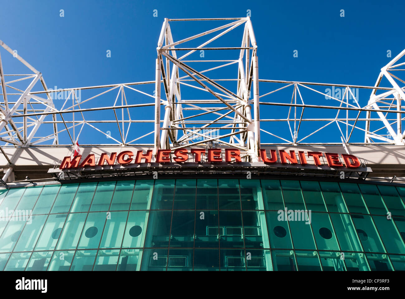 The exterior front entrance of Manchester United's 'Old Trafford ...