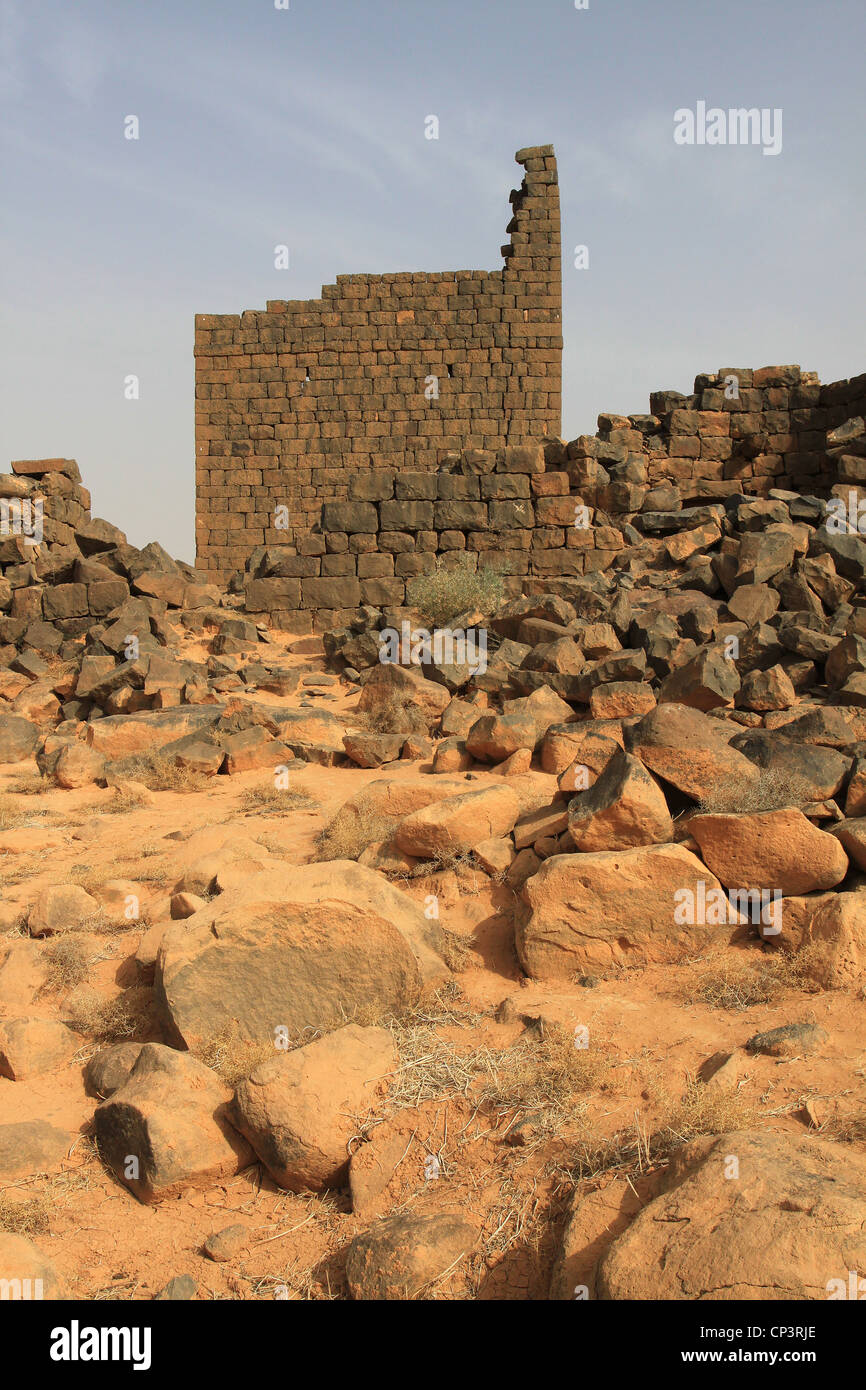 Qasr Burqu, a black basalt fort built in the 3rd century, standing ...