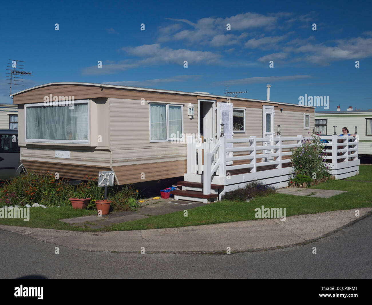 Static caravan sitting in a lovely surroundings Stock Photo - Alamy