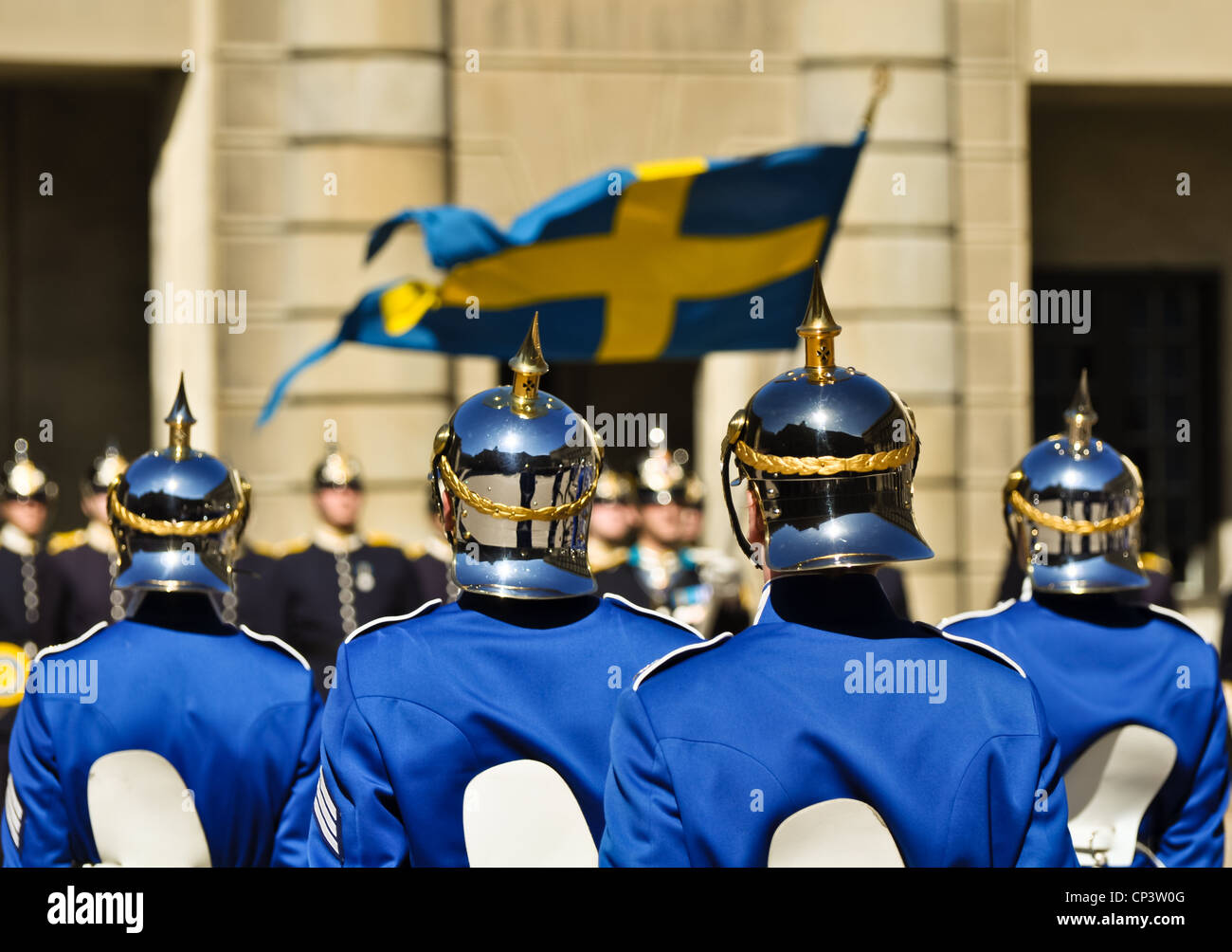 swedish soldiers with shiny helmets at changing of the guards Stock ...