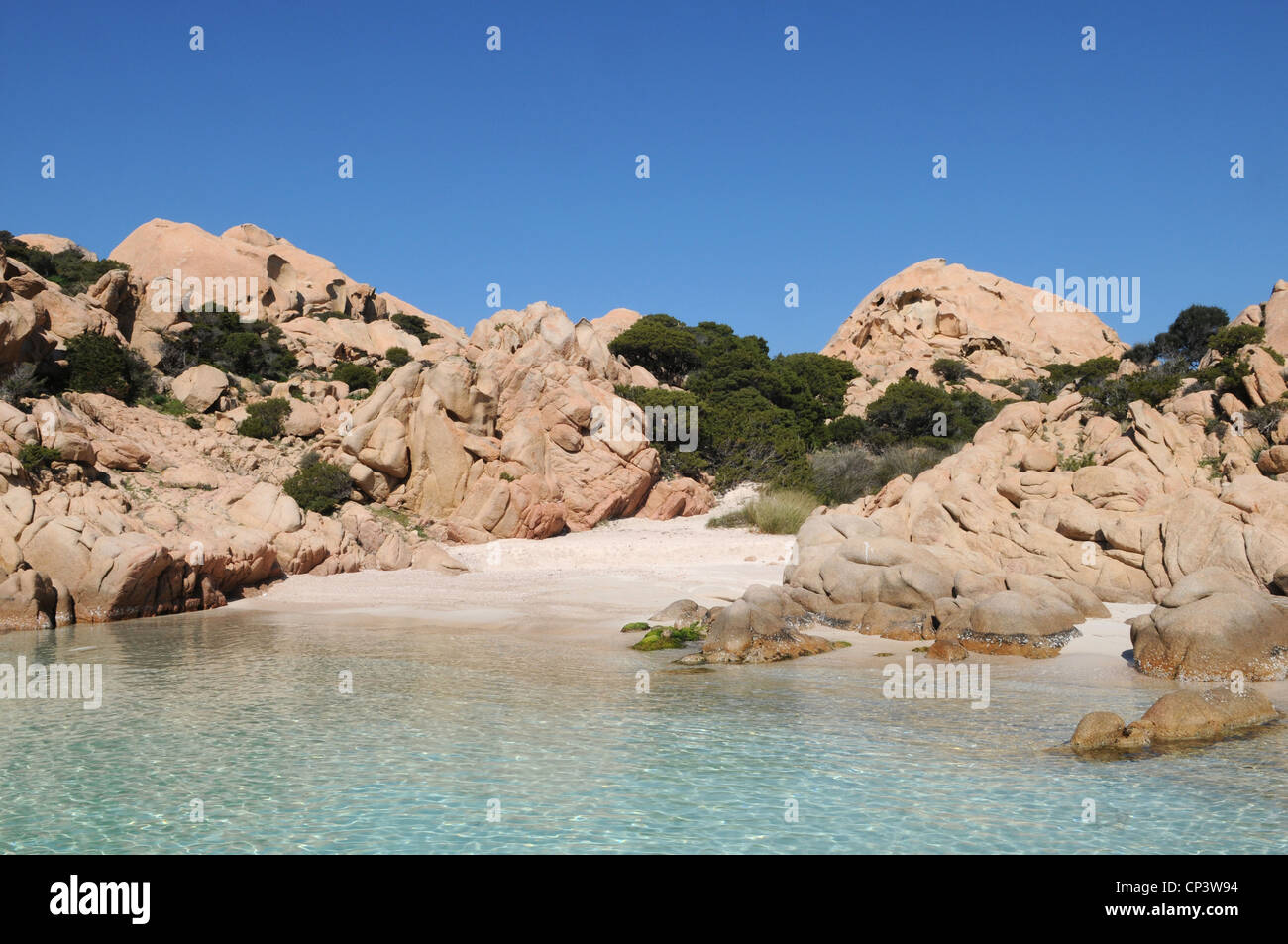 a beautiful view of the famous beach of cala Coticcio e Tahiti beach in ...