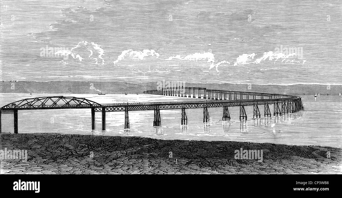 architecture, bridges, Great Britain, Tay Rail Bridge, Firth-of-Tay ...