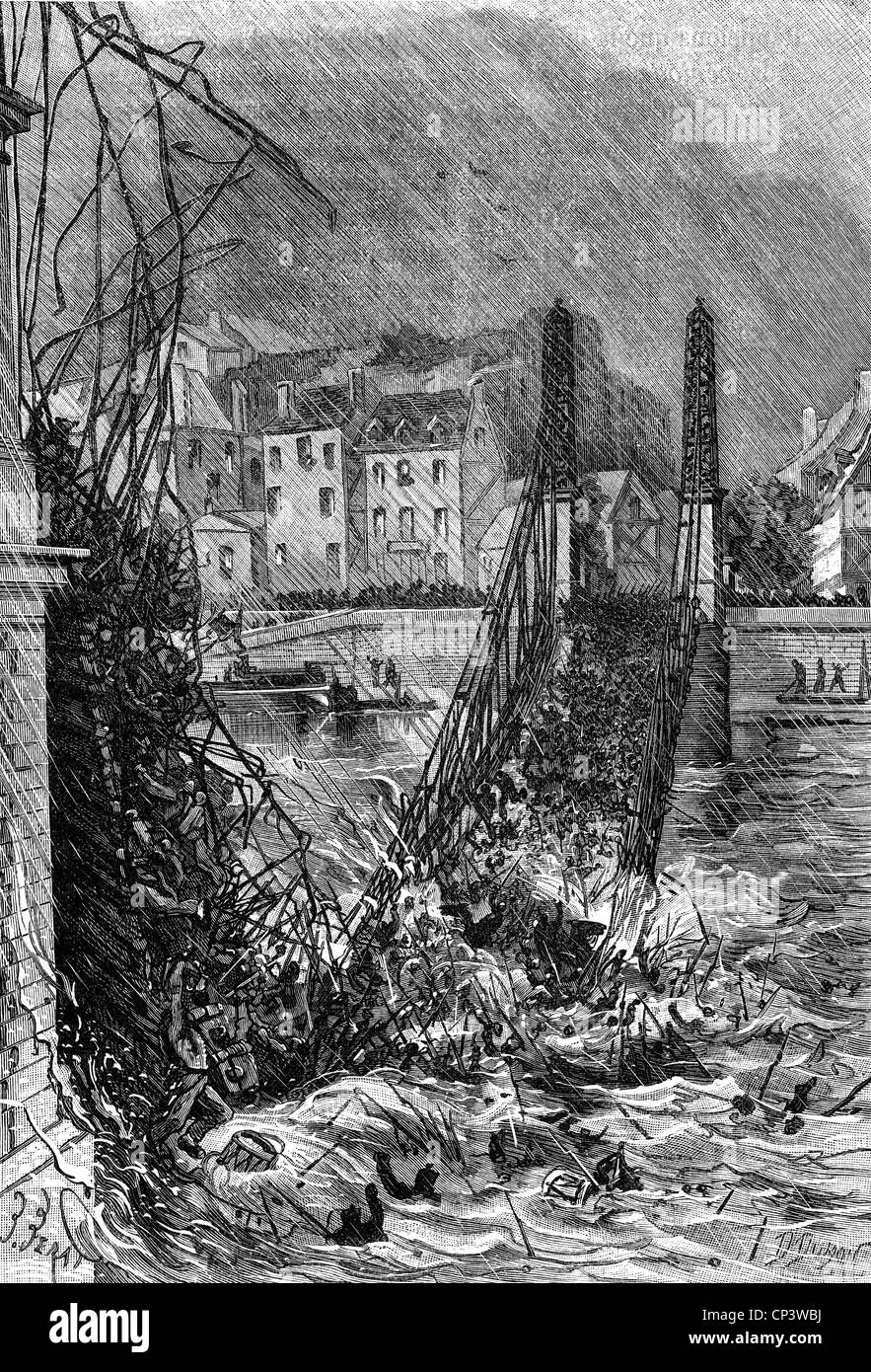 disasters, structural failures, Angers Bridge collapse, France, 16.4. ...