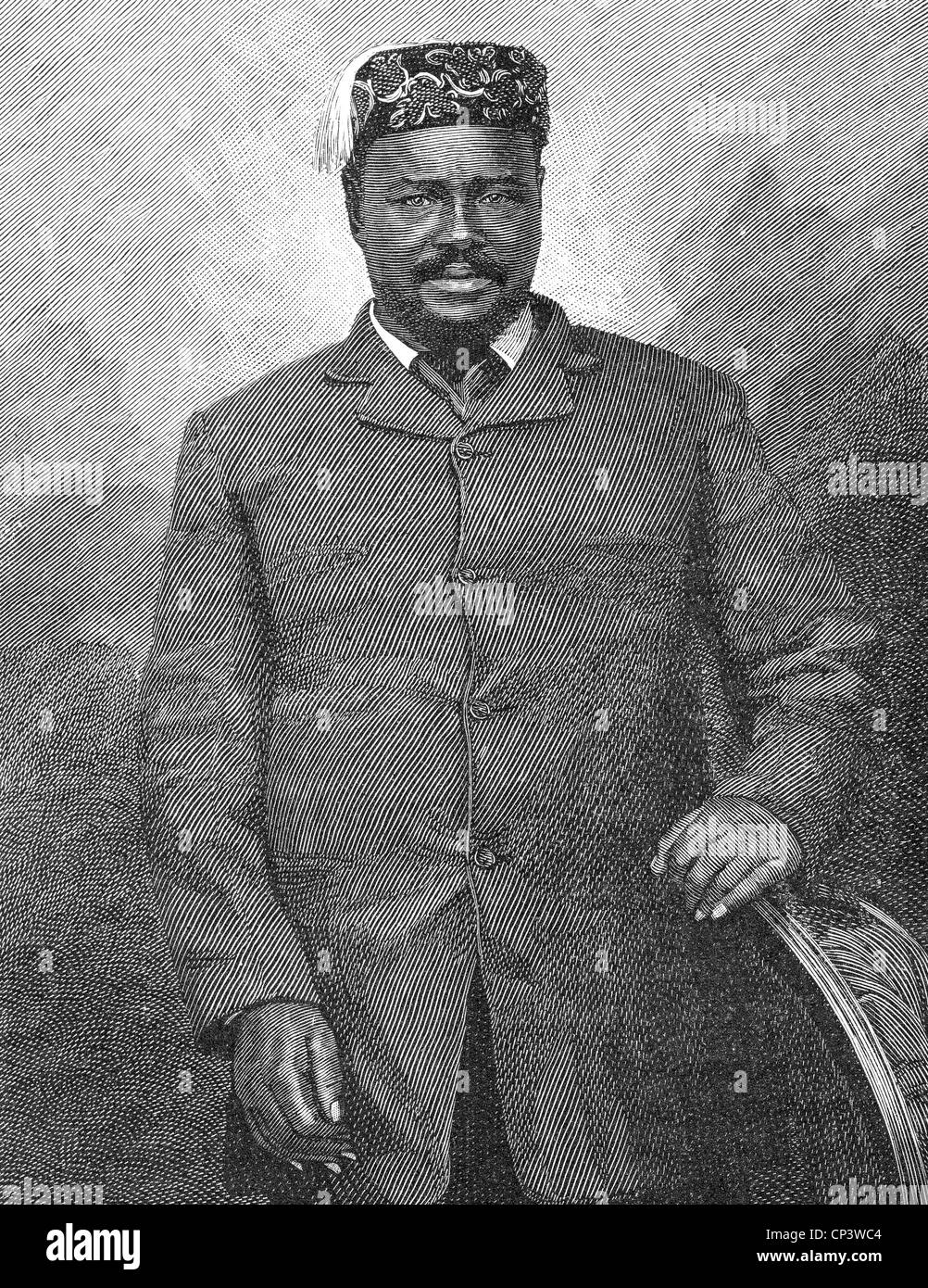 CETSHWAYO kaMPANDE (1826-1884) in Cape Town shortly after his capture ...