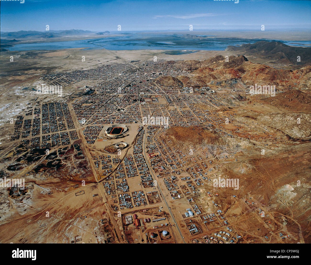 Bolivia - Oruro with tin mine and the lake Poop in the background ...
