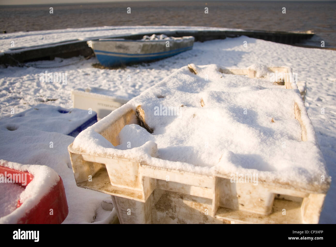 Snow, Whitstable beach, Kent, England, UK Stock Photo - Alamy