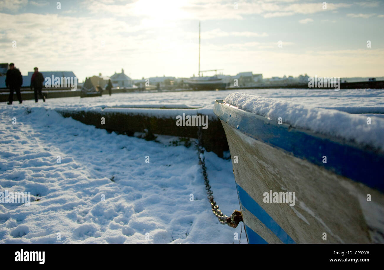 Snow, Whitstable beach, Kent, England, UK Stock Photo - Alamy