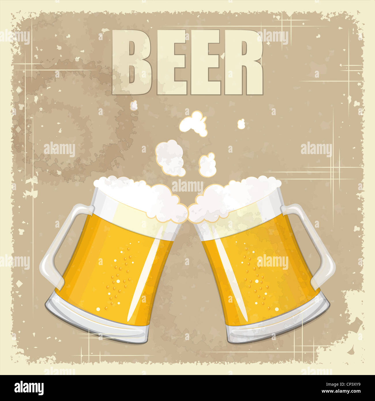 Vintage postcard, cover menu - Beer - Retro style - illustration Stock ...