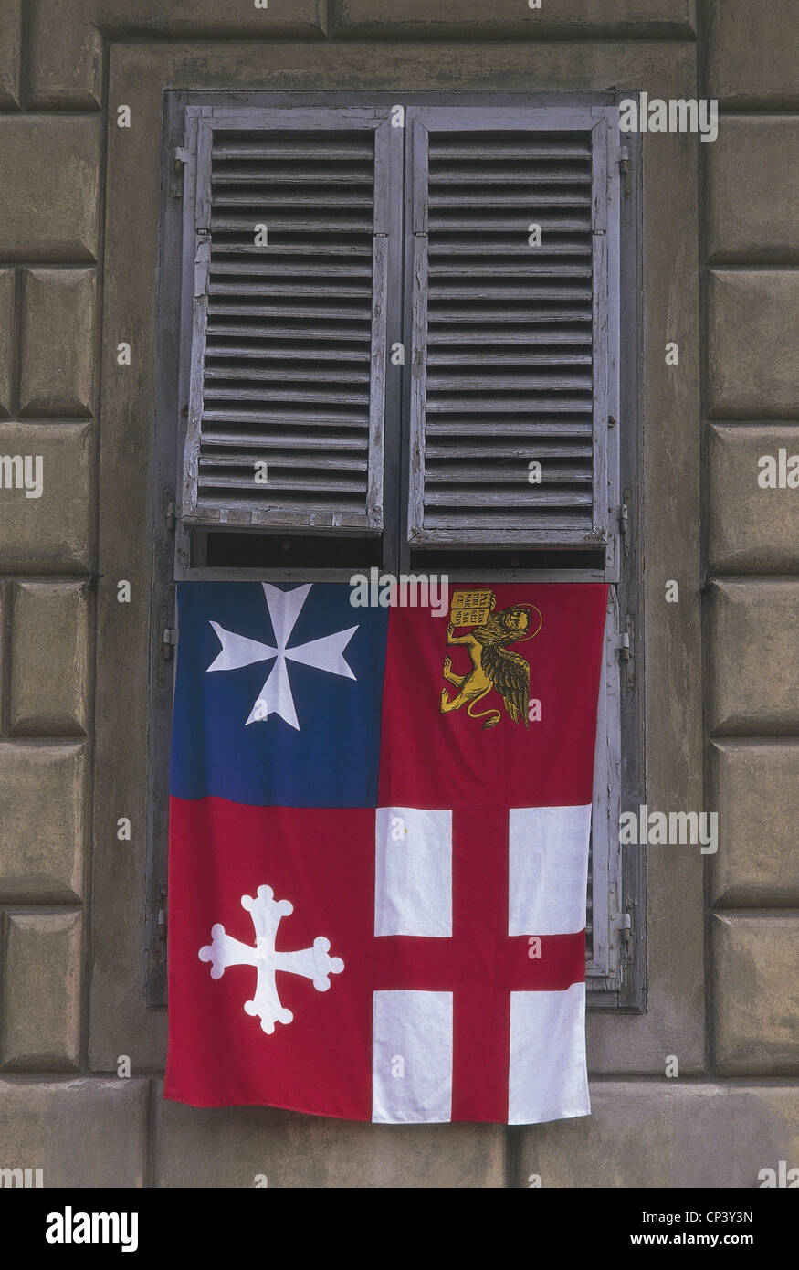 Tuscany - Pisa. Regatta of Saint Ranieri. Flag with coat of arms of the ...