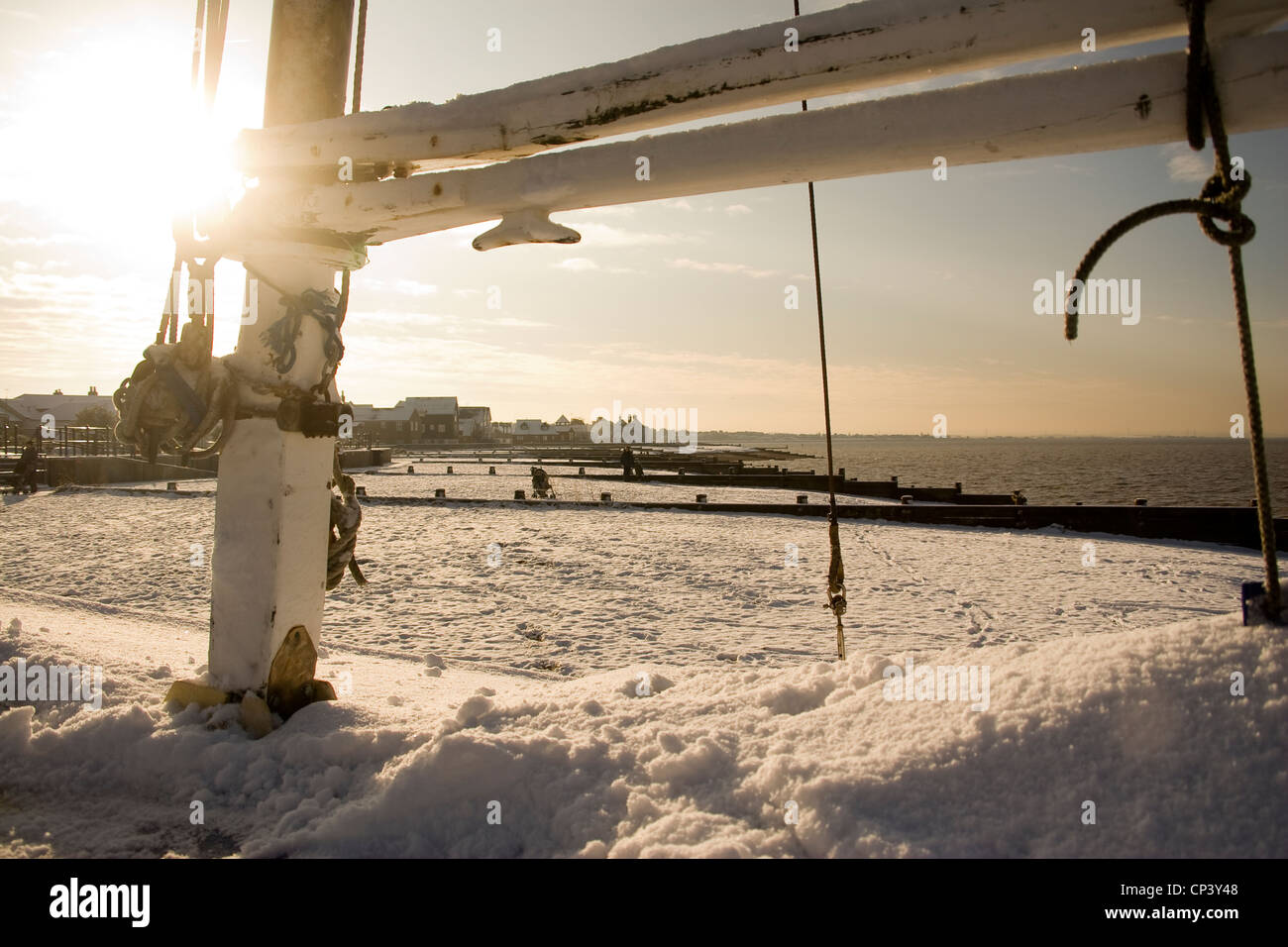 Snow, Whitstable beach, Kent, England, UK Stock Photo - Alamy