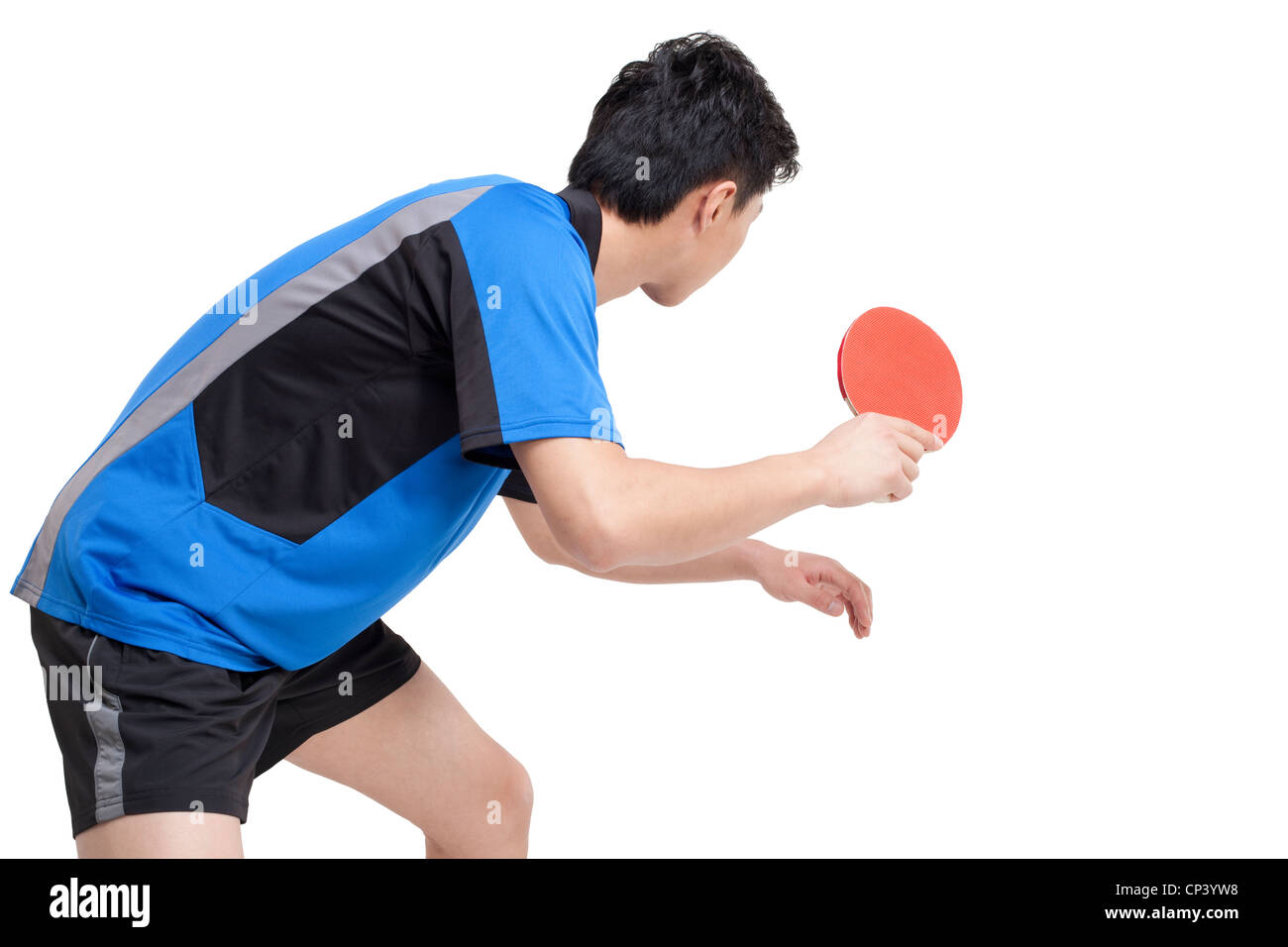 Rear view of table tennis player Stock Photo - Alamy