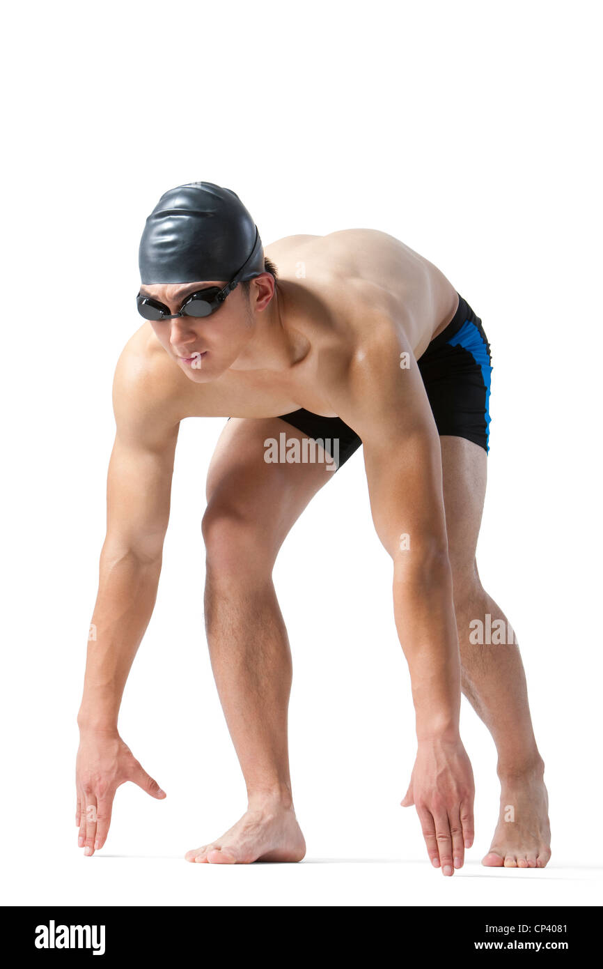 Swimmer getting ready to dive Stock Photo - Alamy Swimmer getting ready to dive Stock Photo - Alamy