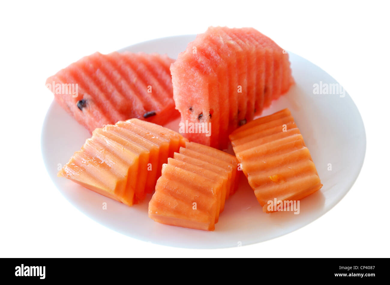 fruits for healthy eating , papaya and watermelon on white background ...