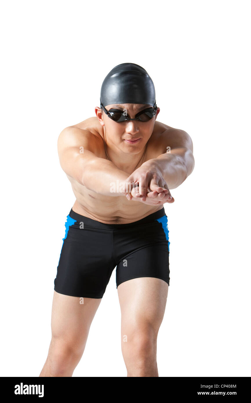 Swimmer getting ready to dive Stock Photo - Alamy