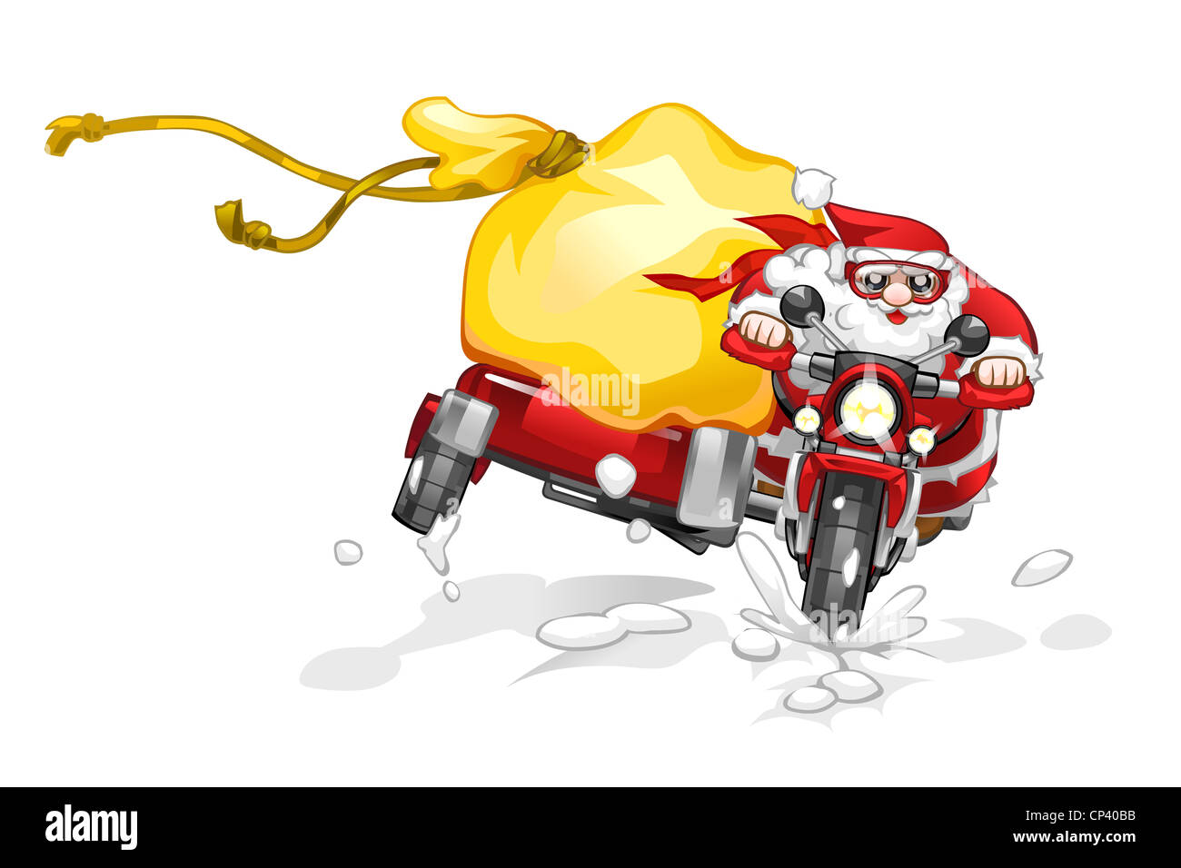 Santa Claus sending gifts by motorbike Stock Photo - Alamy