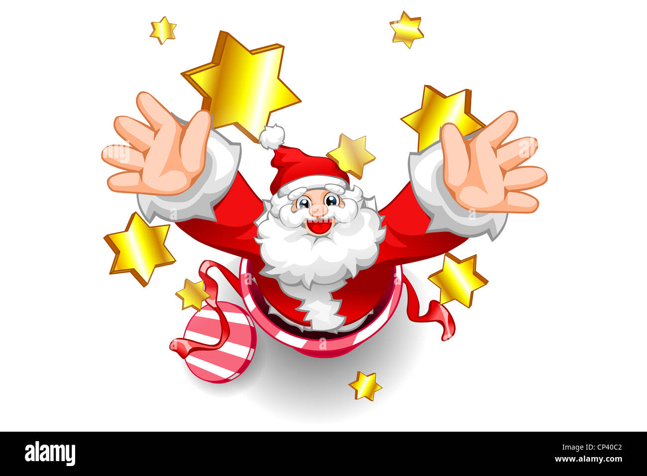 Santa Claus jumping out from gift box Stock Photo - Alamy