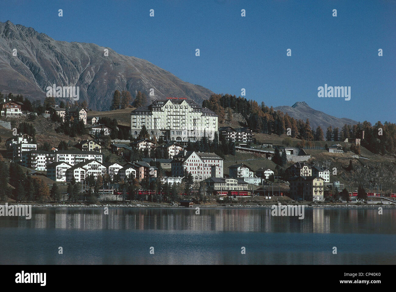 Switzerland - Graubunden - Engadine - View of downtown from the ...