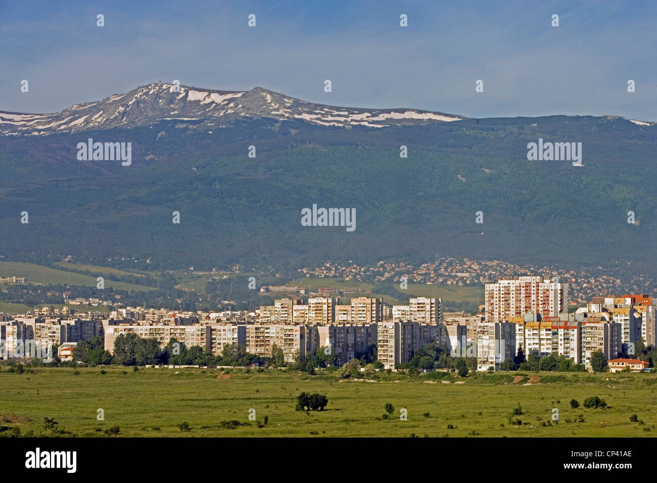 Bulgaria - Sofia. District with modern buildings. In the background is ...
