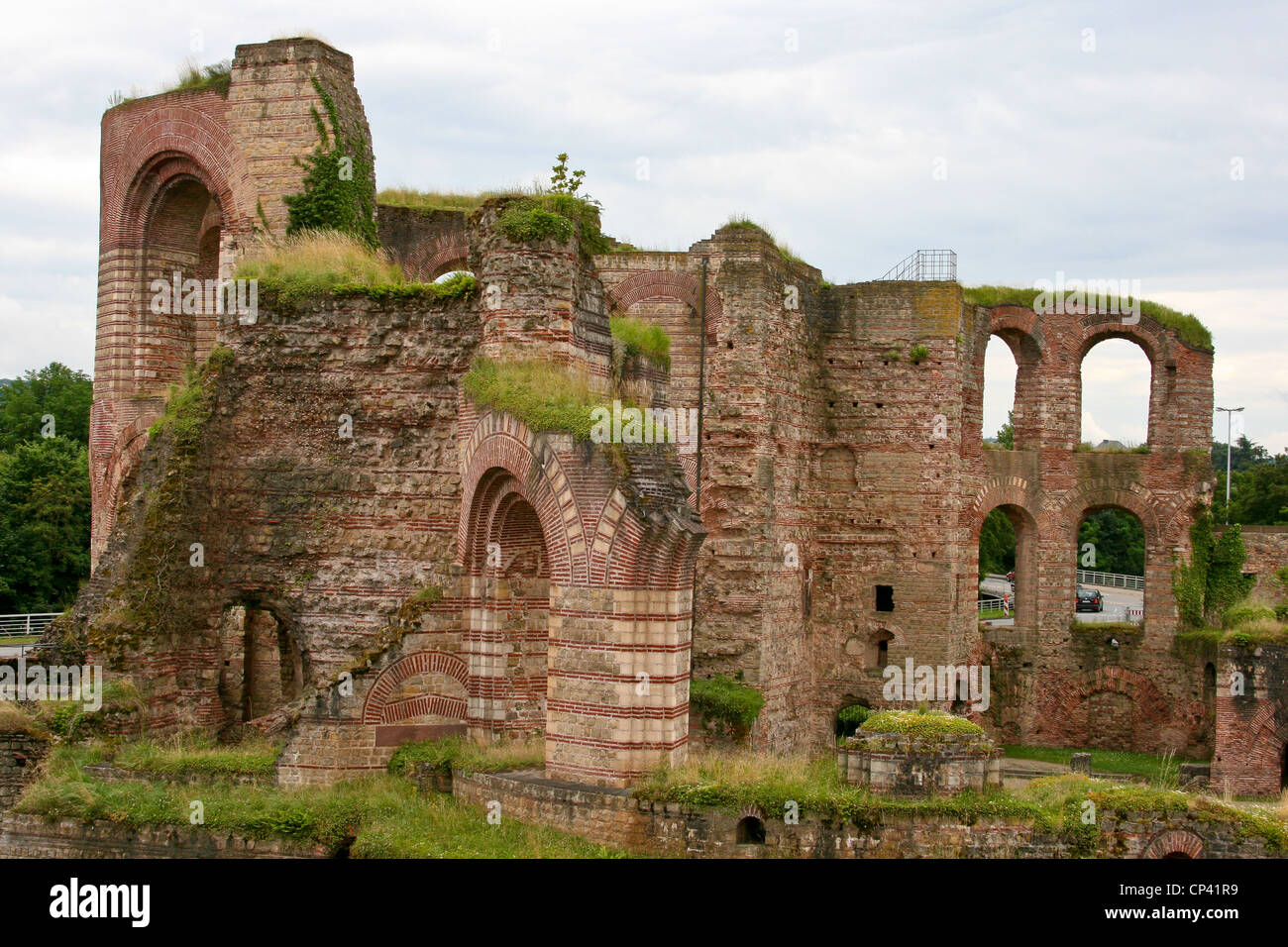 Ruins of ancient Imperial Baths, Kaiserthermen, in city of Trier ...