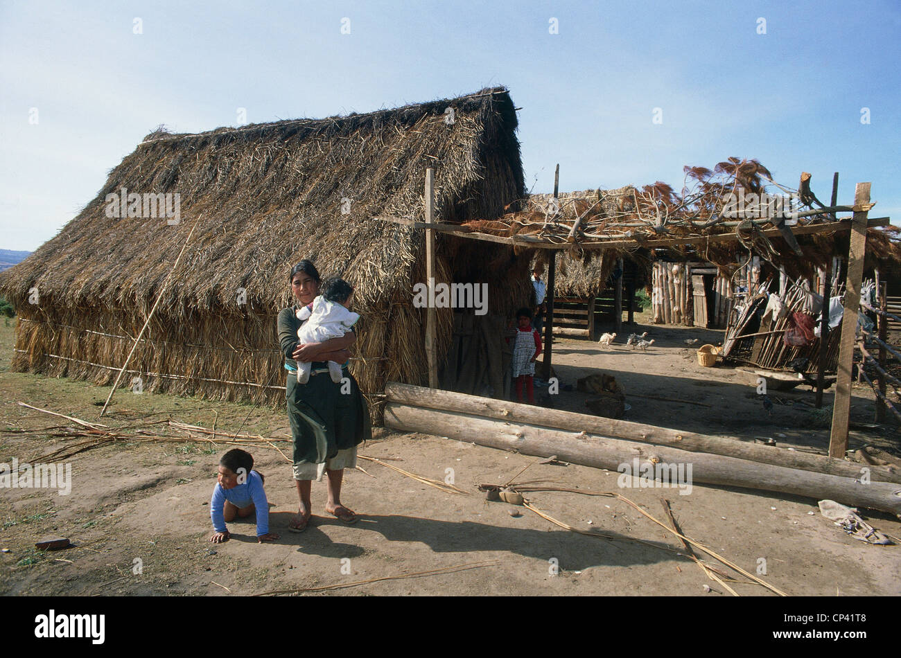 Chile - Housing and Araucani or Mapuche Indians Stock Photo - Alamy