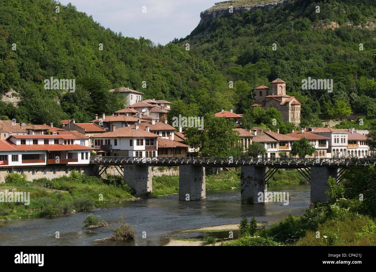 Bulgaria - Veliko T? Rnovo. Bridge over the Yantra River and the Old ...