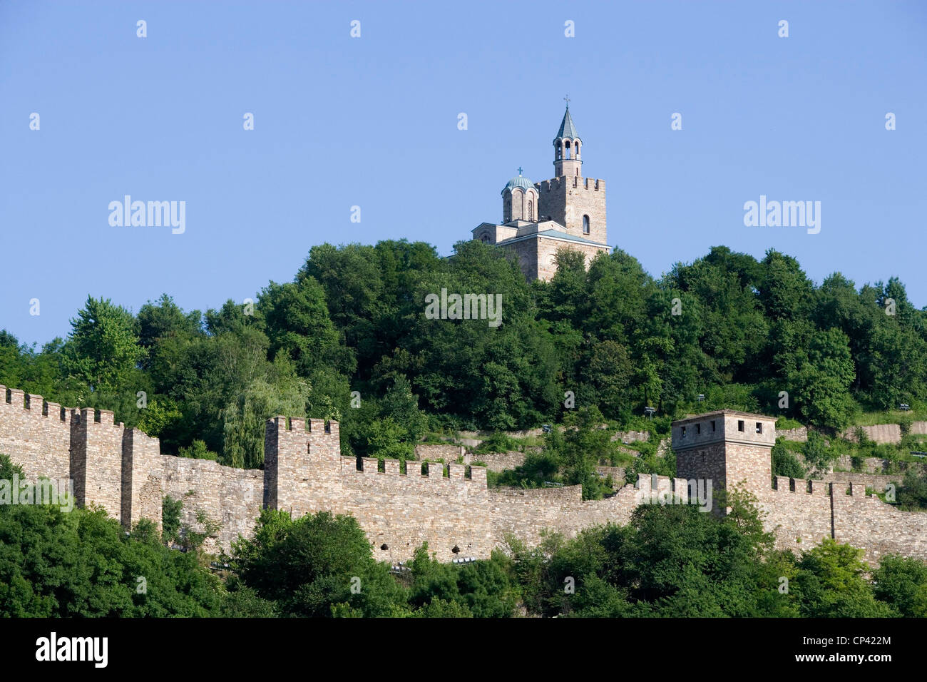 Bulgaria Veliko T? Rnovo. fortified hill of Carevec, reconstruction of ...