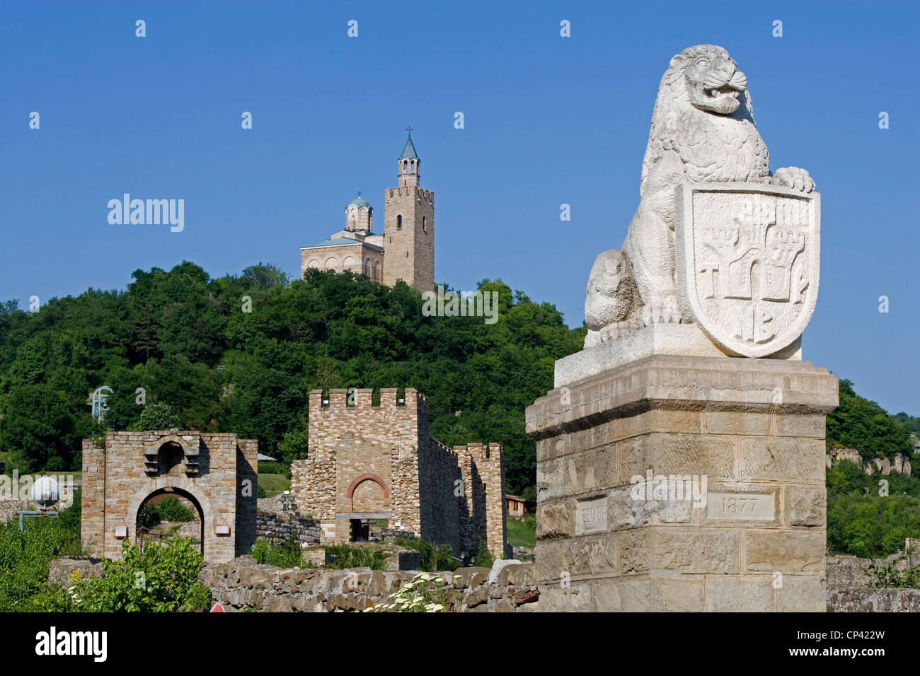Bulgaria Veliko T? Rnovo. fortified hill of Carevec, reconstruction of ...
