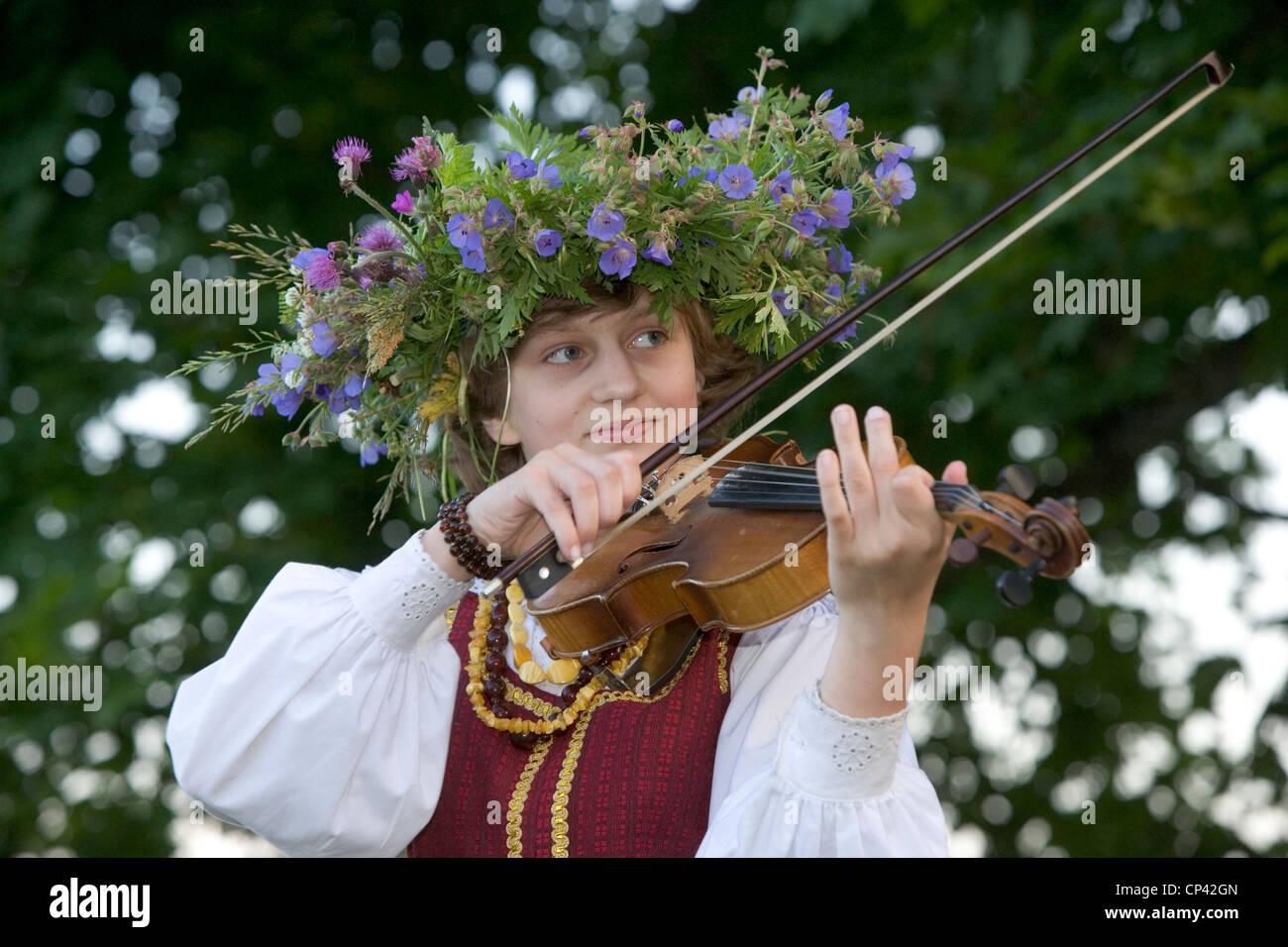 Lithuania Vilnius County Kernave. Feast of summer solstice or San ...
