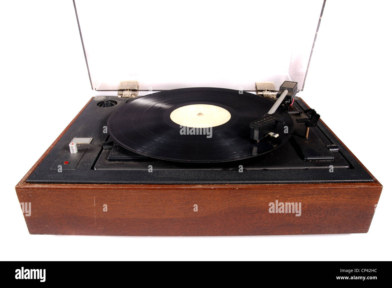old vinyl player on a white background Stock Photo - Alamy