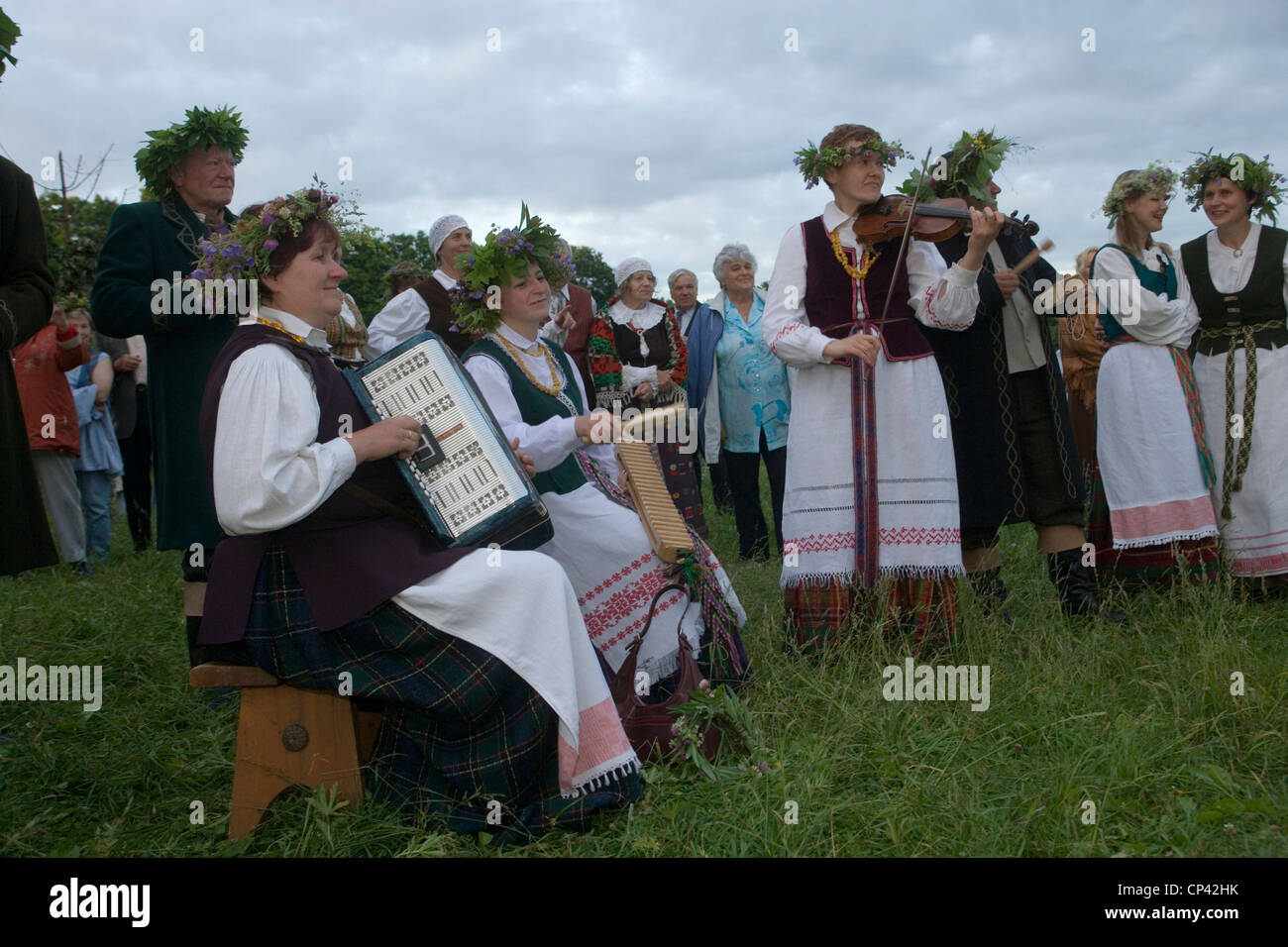 Lithuania Vilnius County Kernave. Feast of summer solstice or San ...