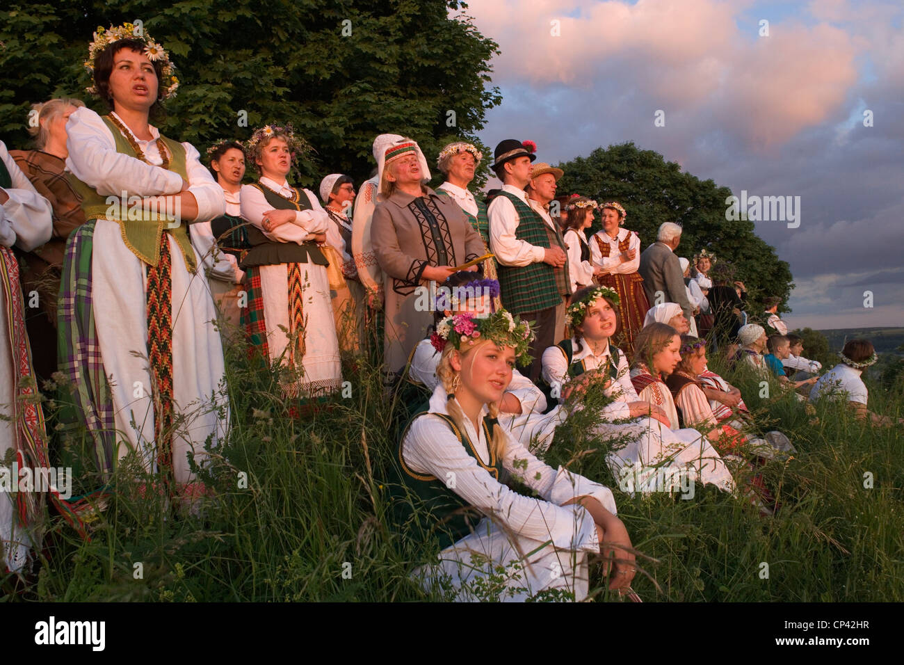 Lithuania Vilnius County Kernave. Feast of summer solstice or San ...