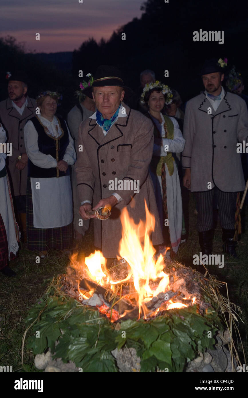 Lithuania Vilnius County Kernave. Feast of summer solstice or San ...