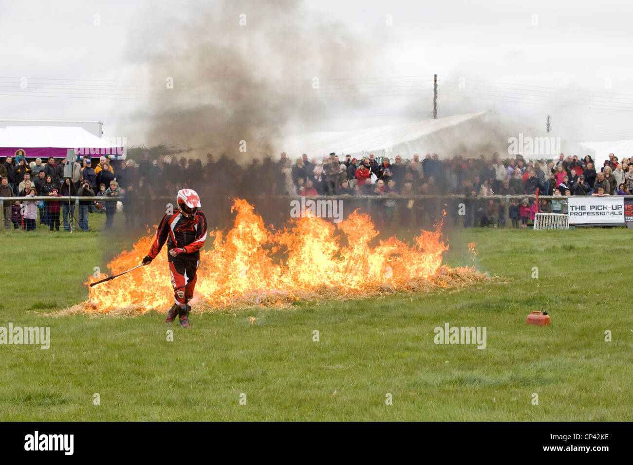 A Motorcycle fire stunt team display at a county Fair Stock Photo - Alamy