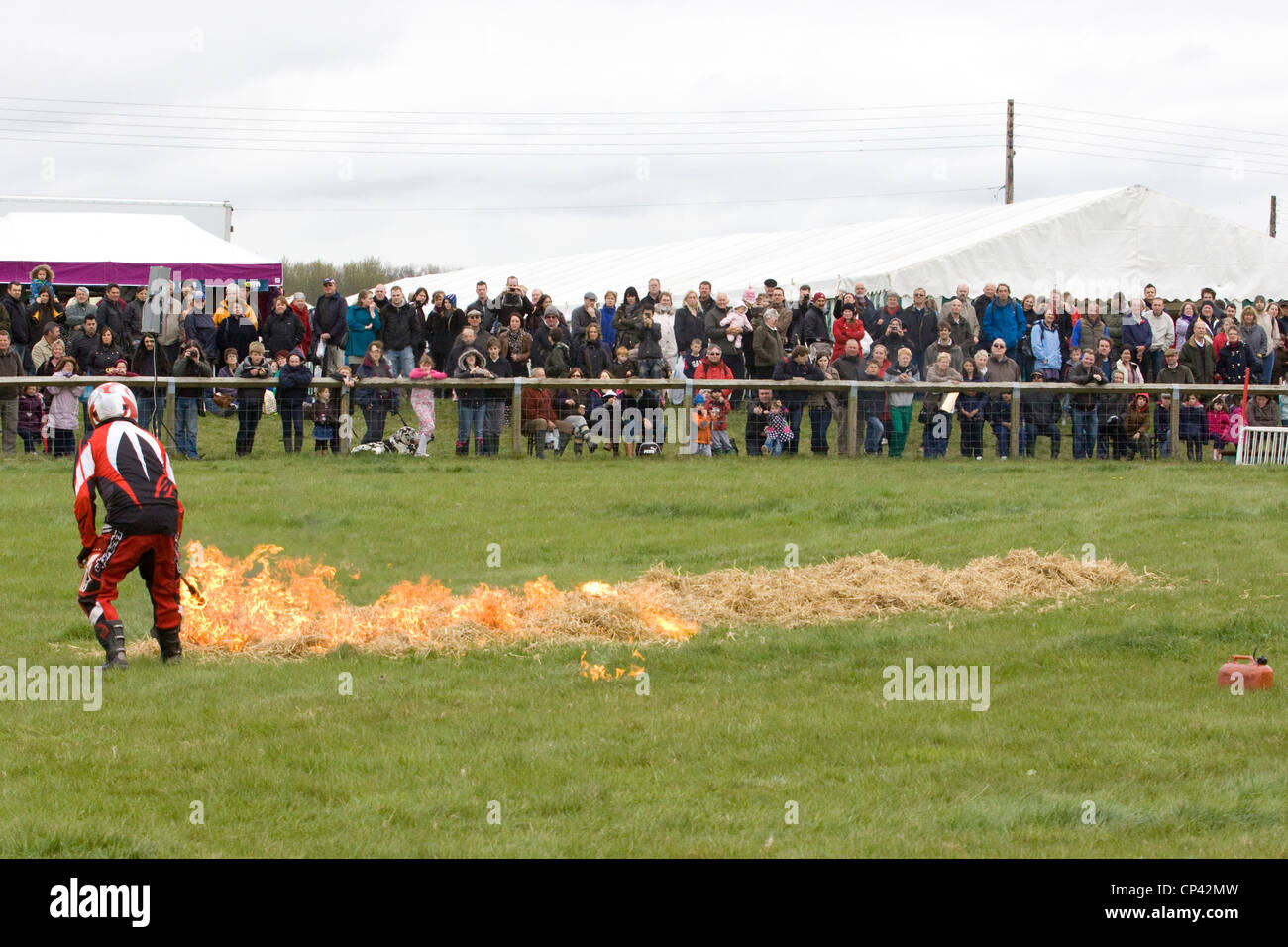 A Motorcycle fire stunt team display at a county Fair Stock Photo - Alamy