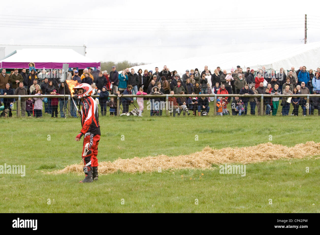 A Motorcycle fire stunt team display at a county Fair Stock Photo - Alamy