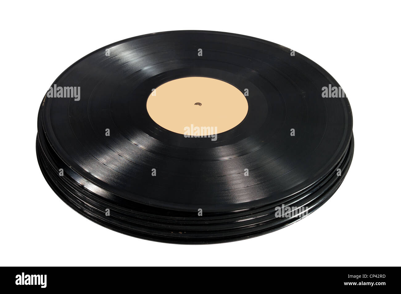 stack of old vinyl isolated on a white background Stock Photo - Alamy