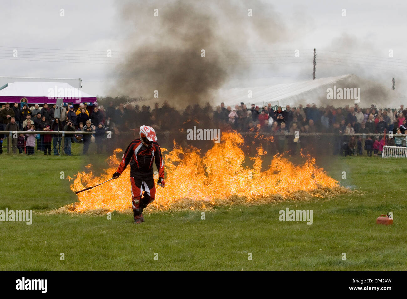 A Motorcycle fire stunt team display at a county Fair Stock Photo - Alamy