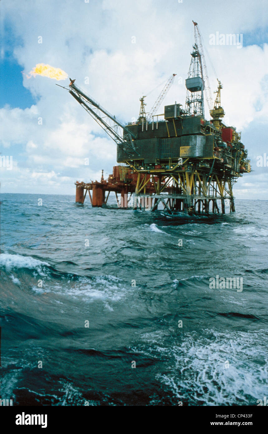 United Kingdom Shetland Islands Oil Platform In The North Sea Stock ...