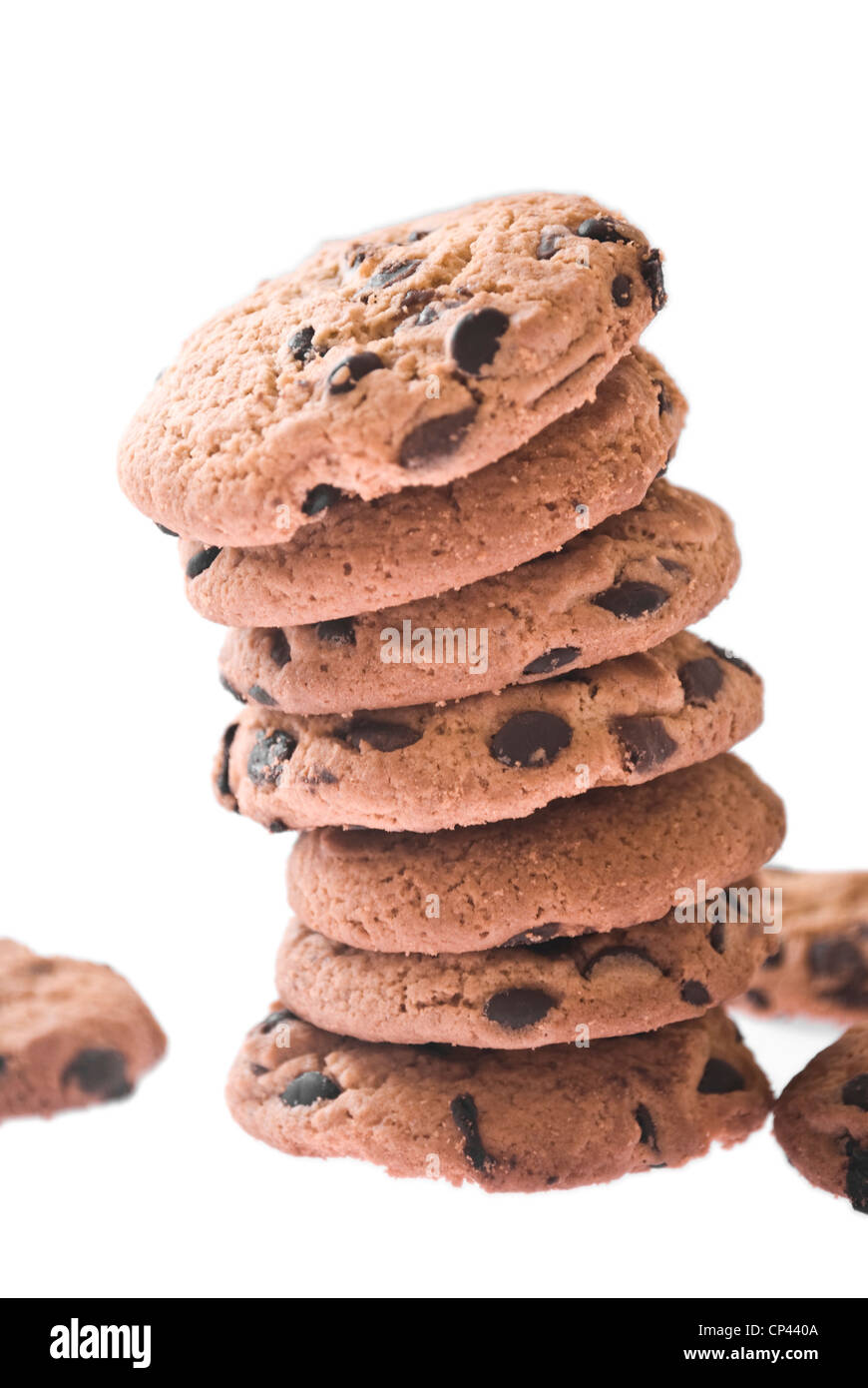 Tower made of cookies. Isolated from white background Stock Photo - Alamy