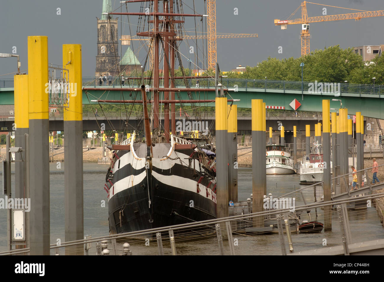 Germany - Bremen - Bremen. Ships moored along the quay on the River ...