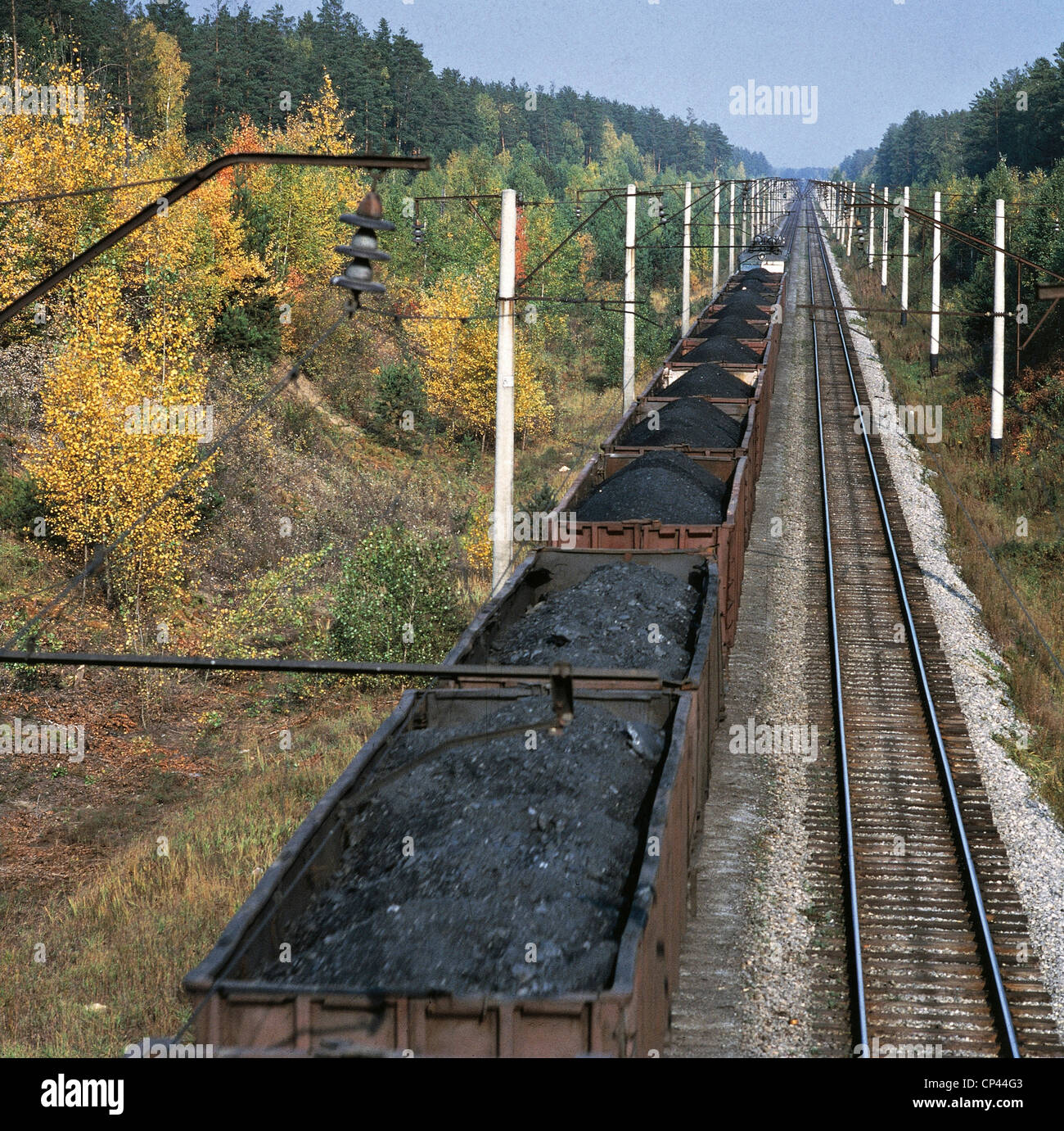 Russia - Trans-Siberian Railroad, freight train carrying coal Stock ...