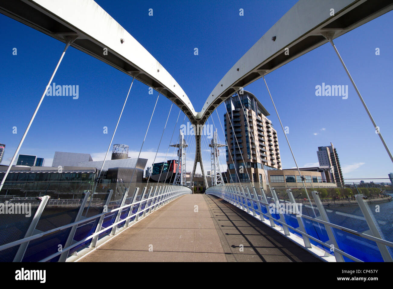 The Salford Quays lift bridge Manchester Ship Canal Greater Manchester ...