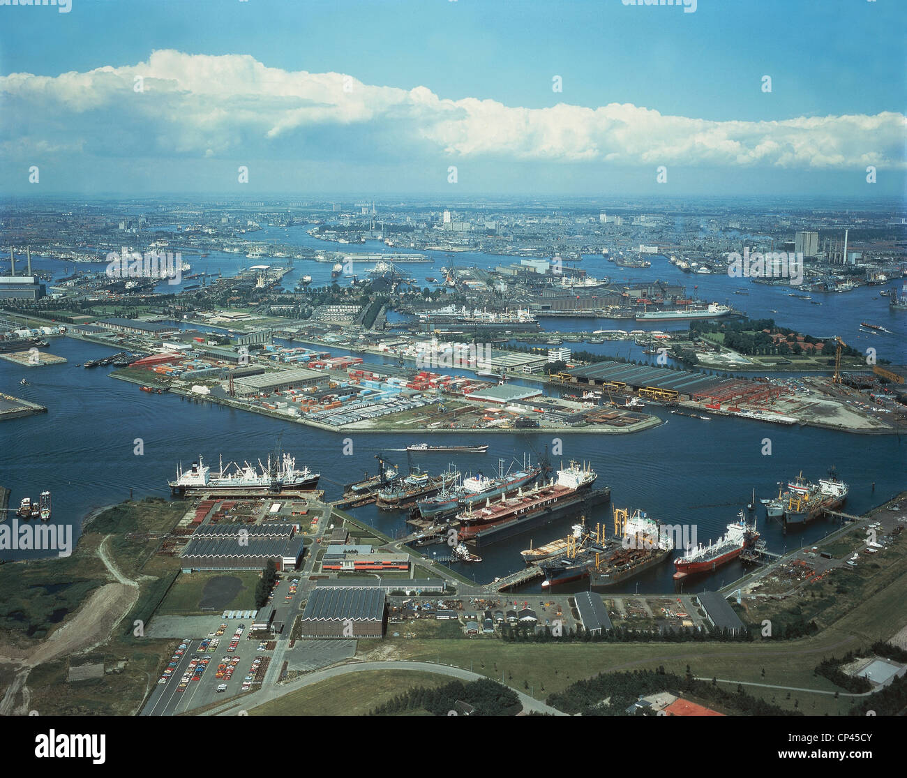 Netherlands - South Holland - Rotterdam, the port. Aerial view Stock ...