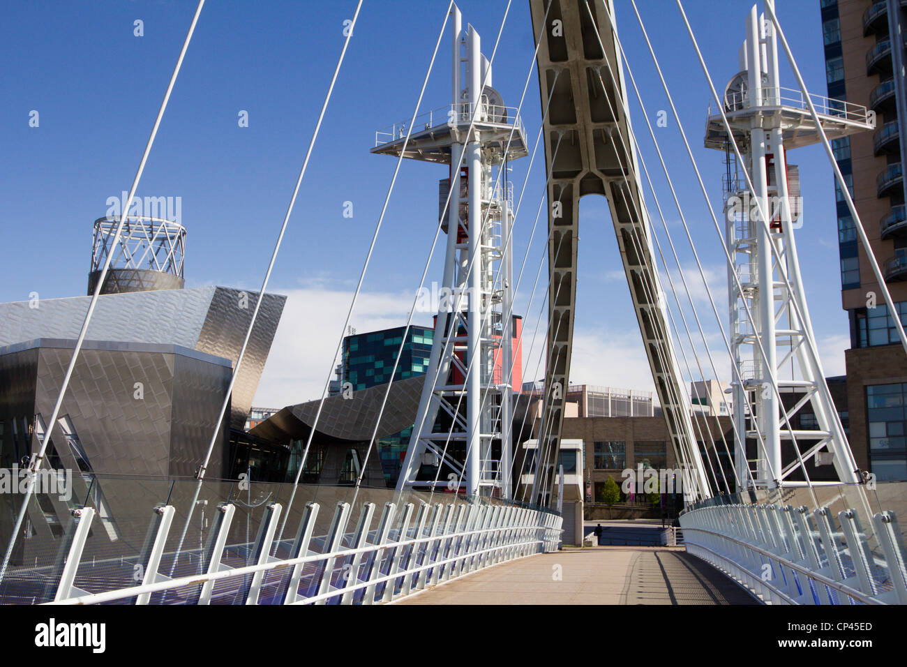 The Salford Quays lift bridge Manchester Ship Canal Greater Manchester ...