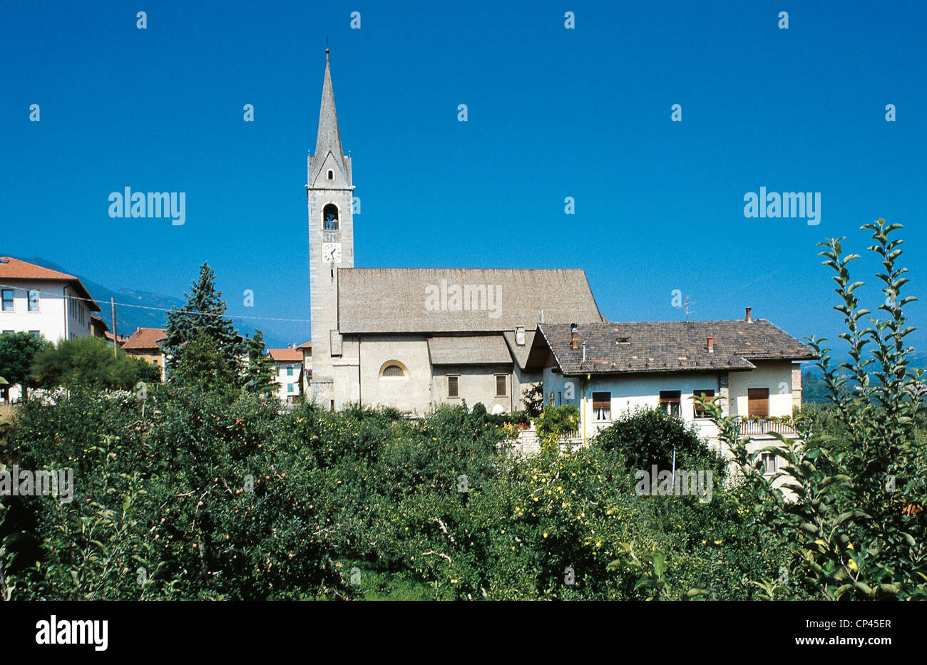Trentino-Alto Adige - Flavon (Tn), the parish church Stock Photo - Alamy
