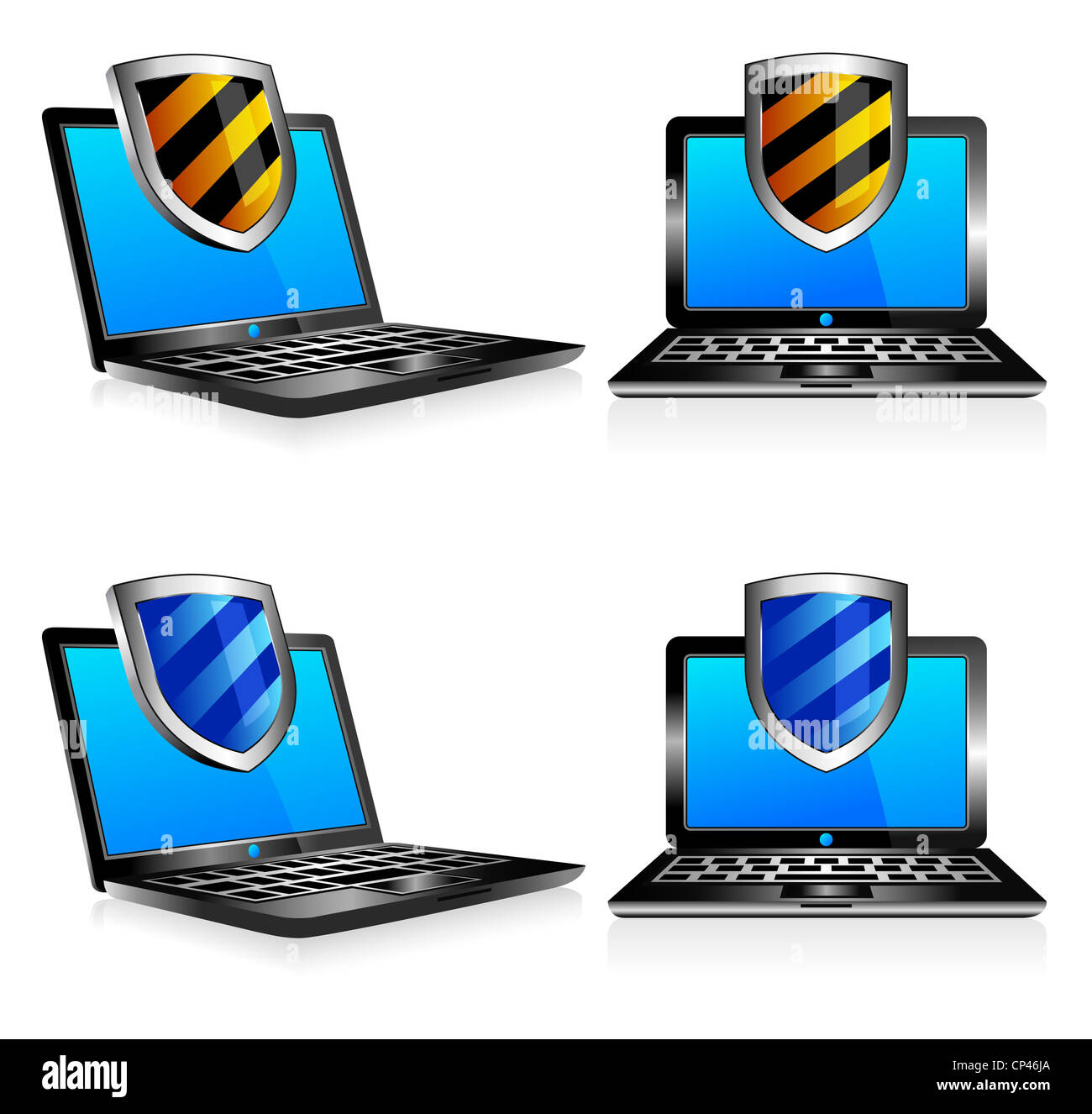 Computer antivirus security protection, firewall digital shield concept ...