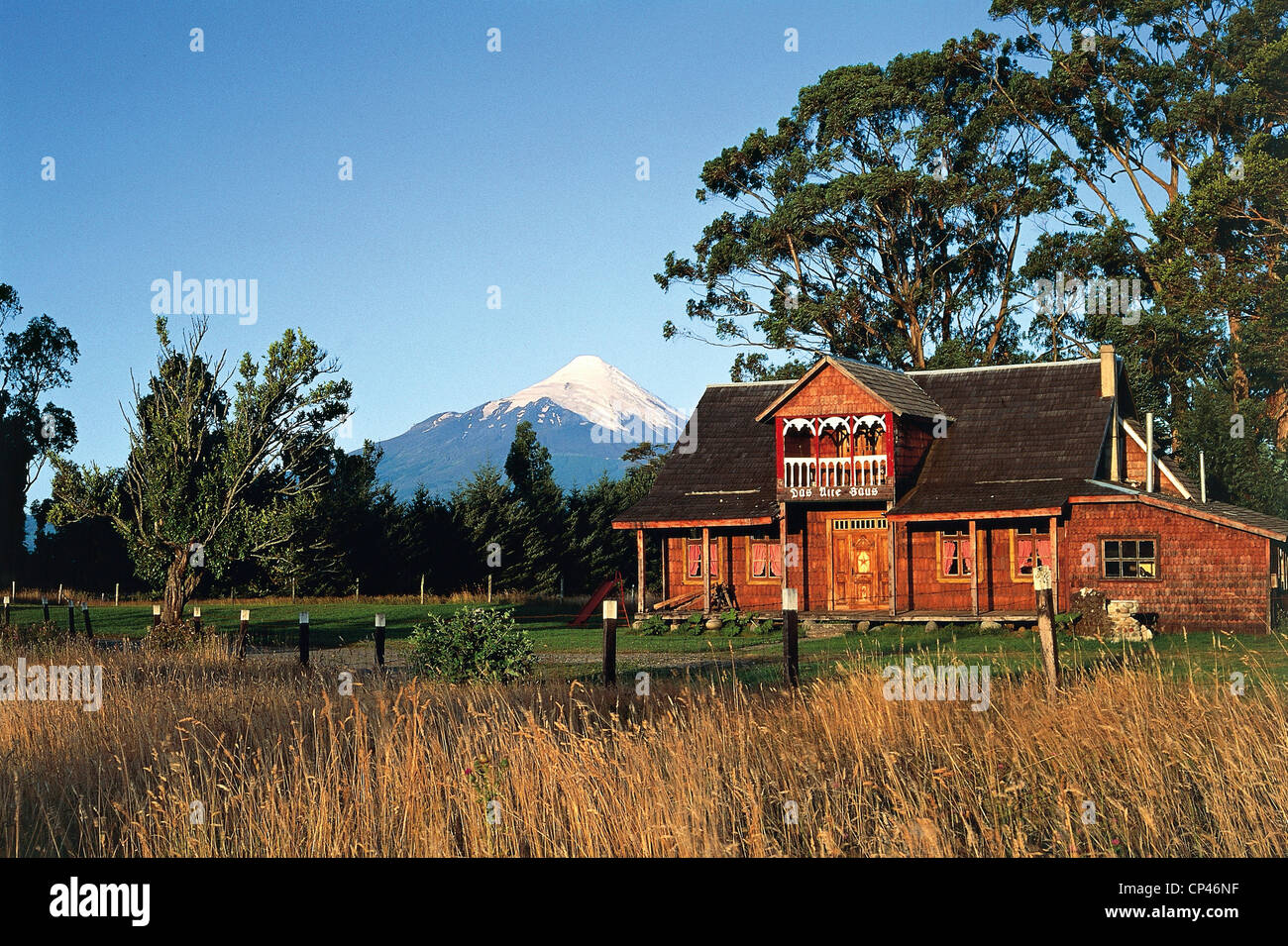 Chile - Los Lagos - House of the German settlers in the background the ...